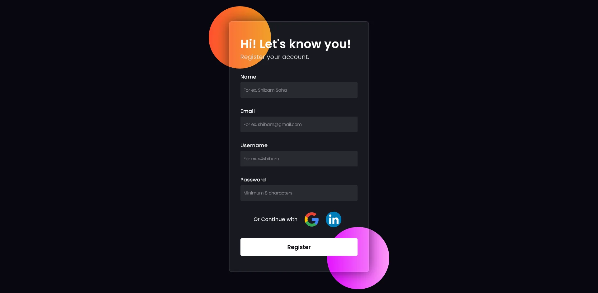 Registration Form UI | Shibam Saha